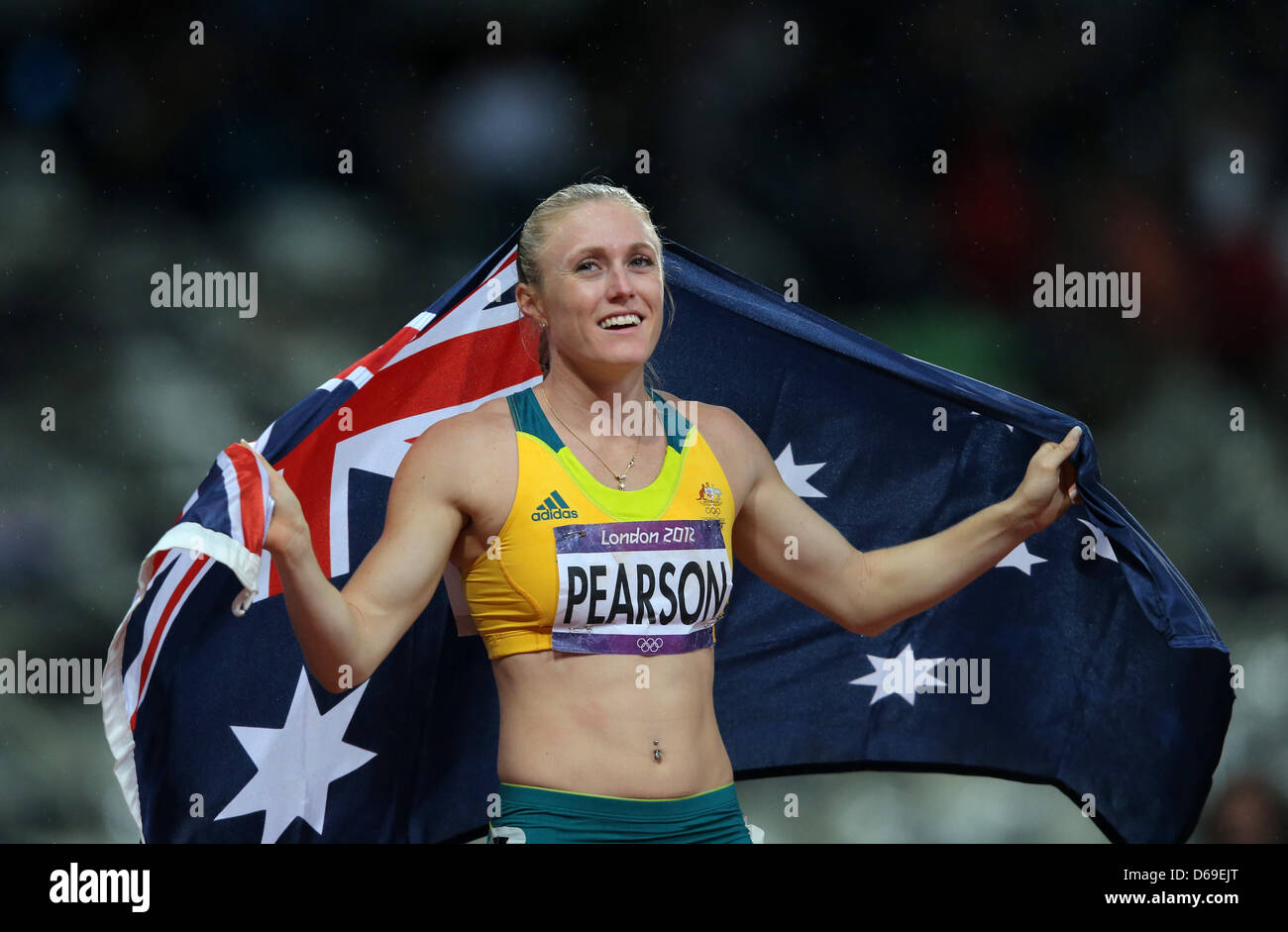 Sally Pearson of Australia celebrates after winning the gold medal in ...