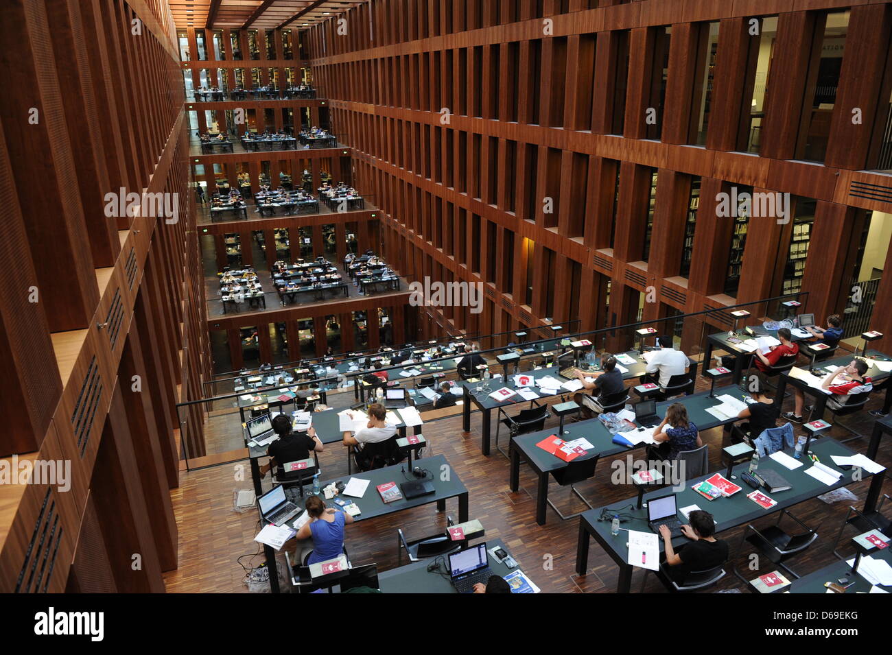 View into the main reading room of the Jacob and Wilhelm Grimm-Centre ...