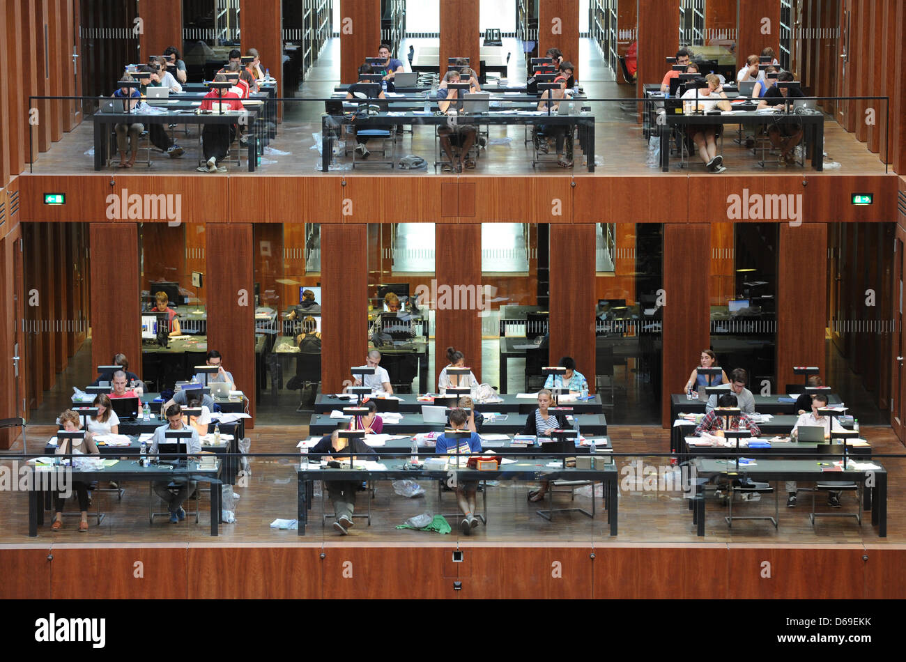 View into the main reading room of the Jacob and Wilhelm Grimm-Centre ...