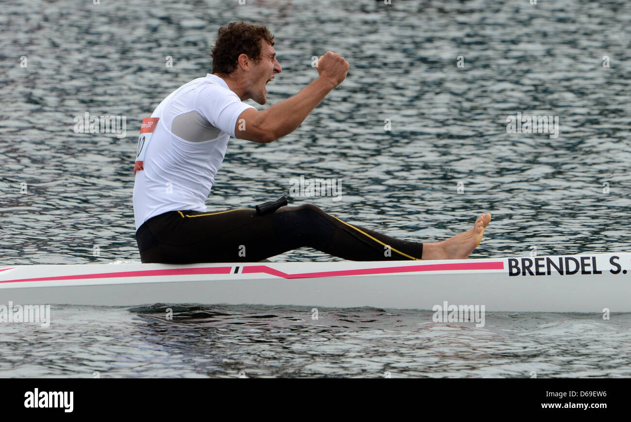 Sebastian Brendel of Germany celebrates after win gold in Men's Canoe ...