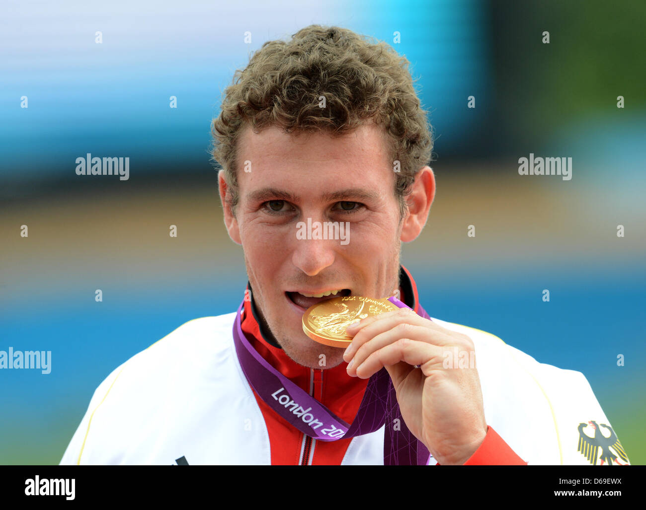 Sebastian Brendel of Germany celebrates with his gold medal after the ...