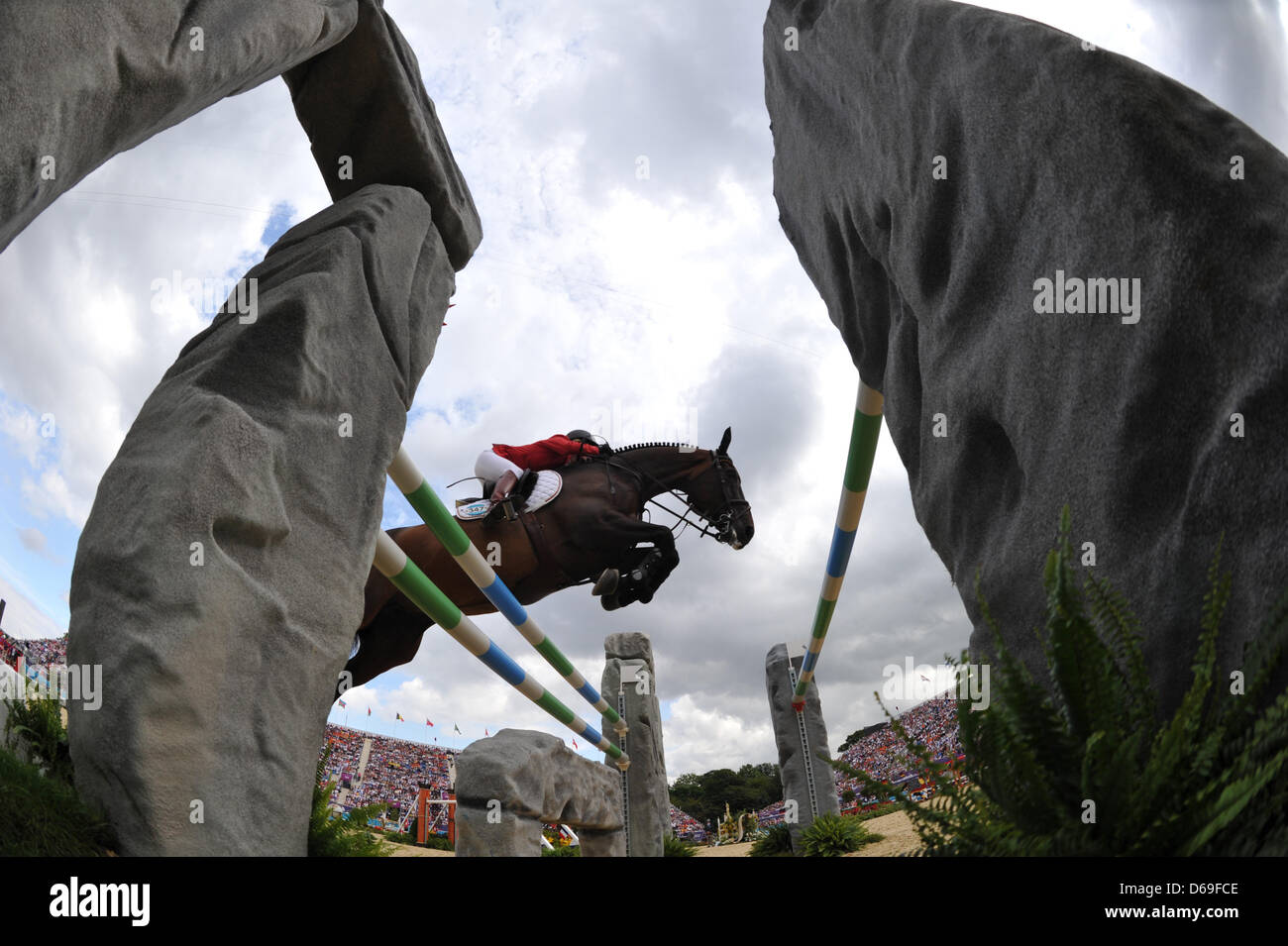 Germany's jumping rider Meredith Michaels-Beerbaum jumps with her horse ...