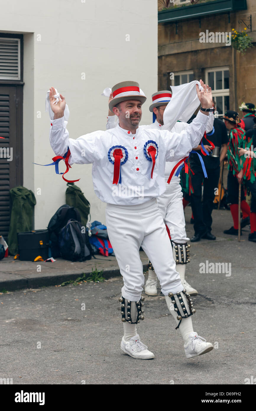 Morris men dancing during a folk festival held in Chippenham, Wiltshire ...
