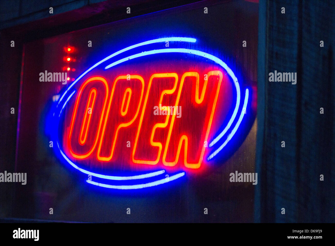 Open Neon Sign Stock Photo - Alamy