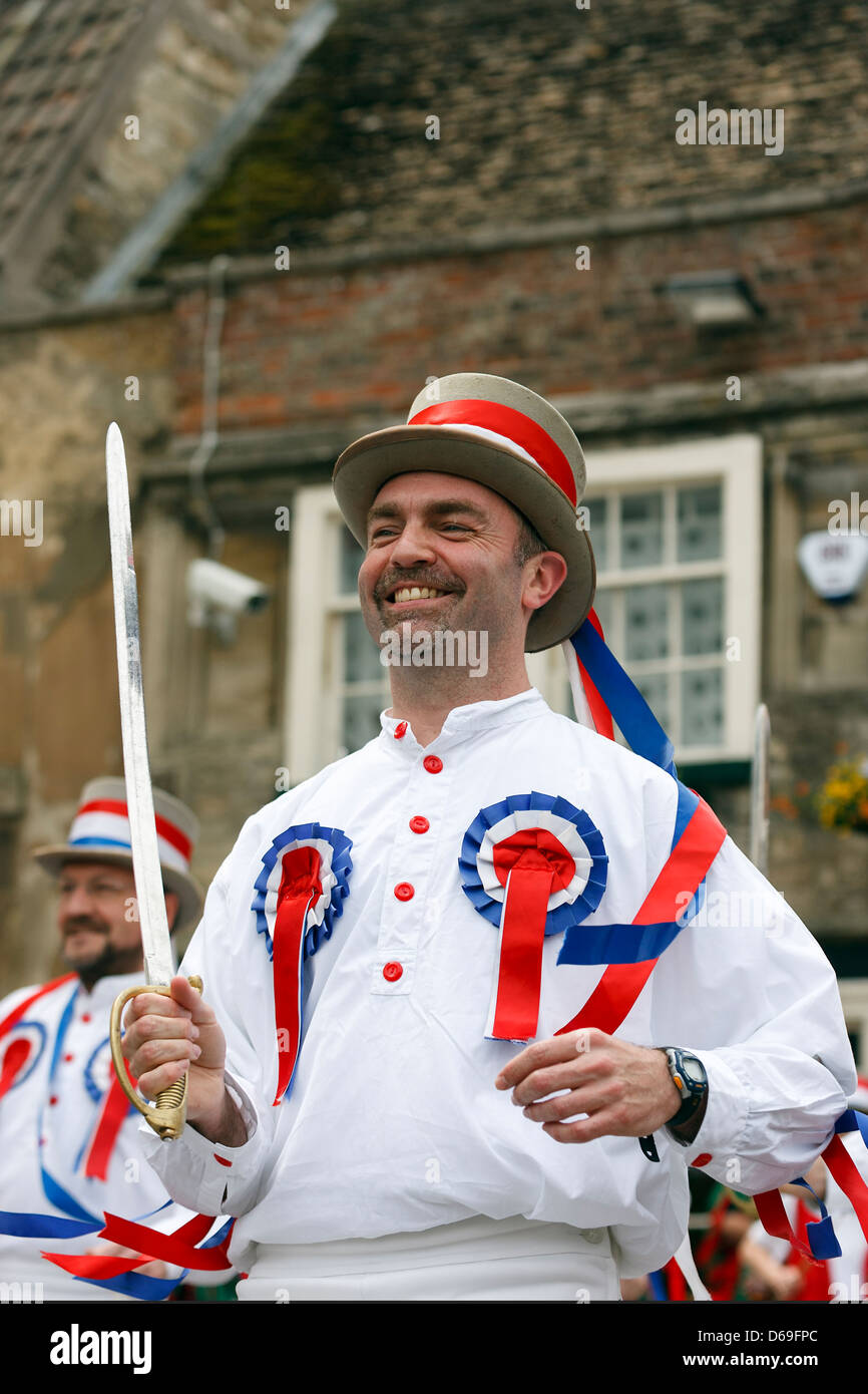 Morris men dancing during a folk festival held in Chippenham, Wiltshire ...