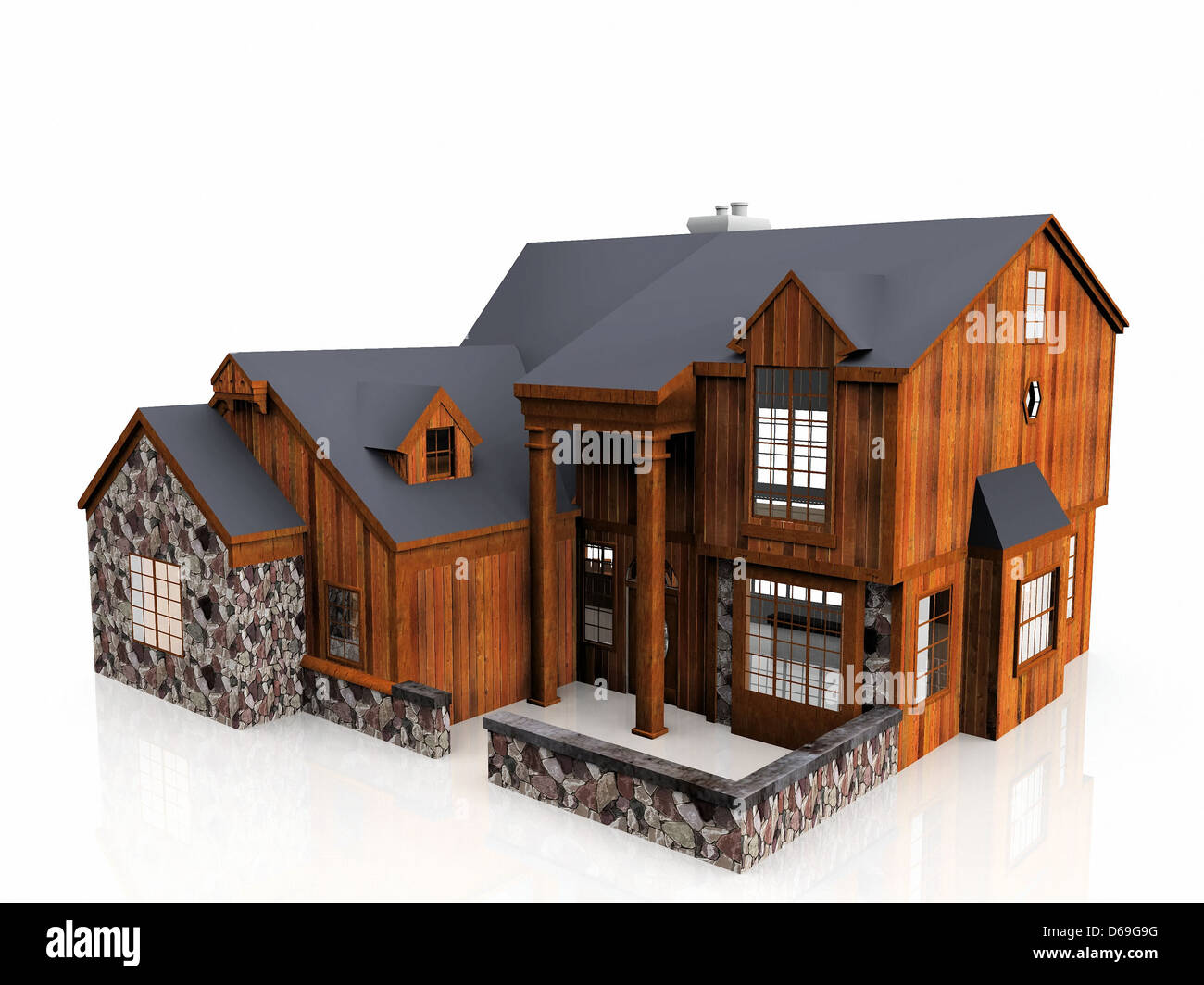 a stone and wooden house Stock Photo - Alamy