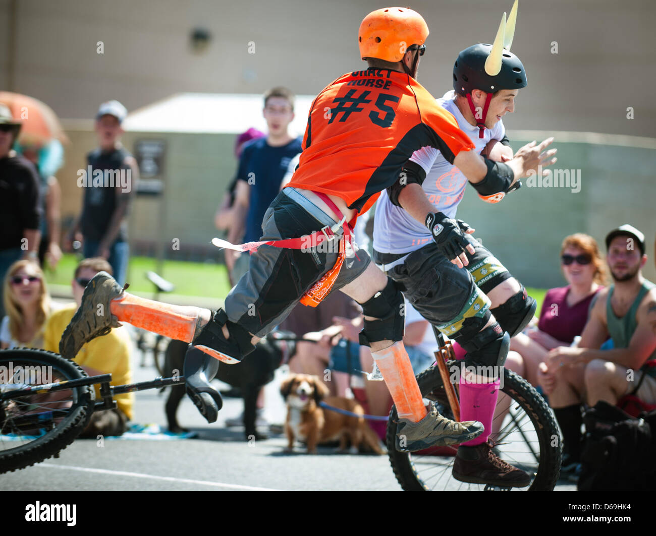 San Marcos, Texas, USA. 14th April, 2013. The Unicychos and the Bierdos ...