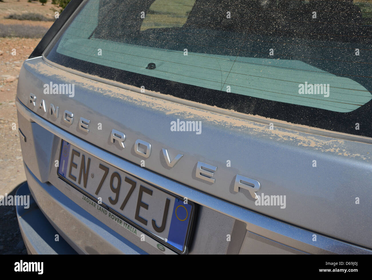 name plate on 2013 Range Rover in the dessert of Morocco. The all new ...