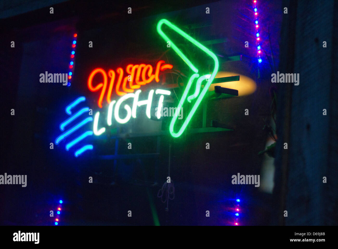 Miller Lights neon sign Stock Photo - Alamy
