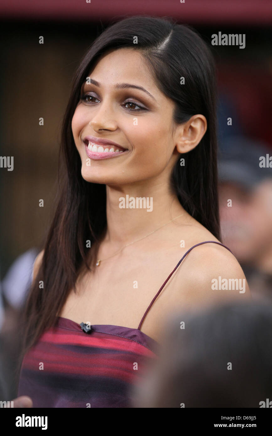 Freida Pinto seen at The Grove filming an appearance on entertainment ...