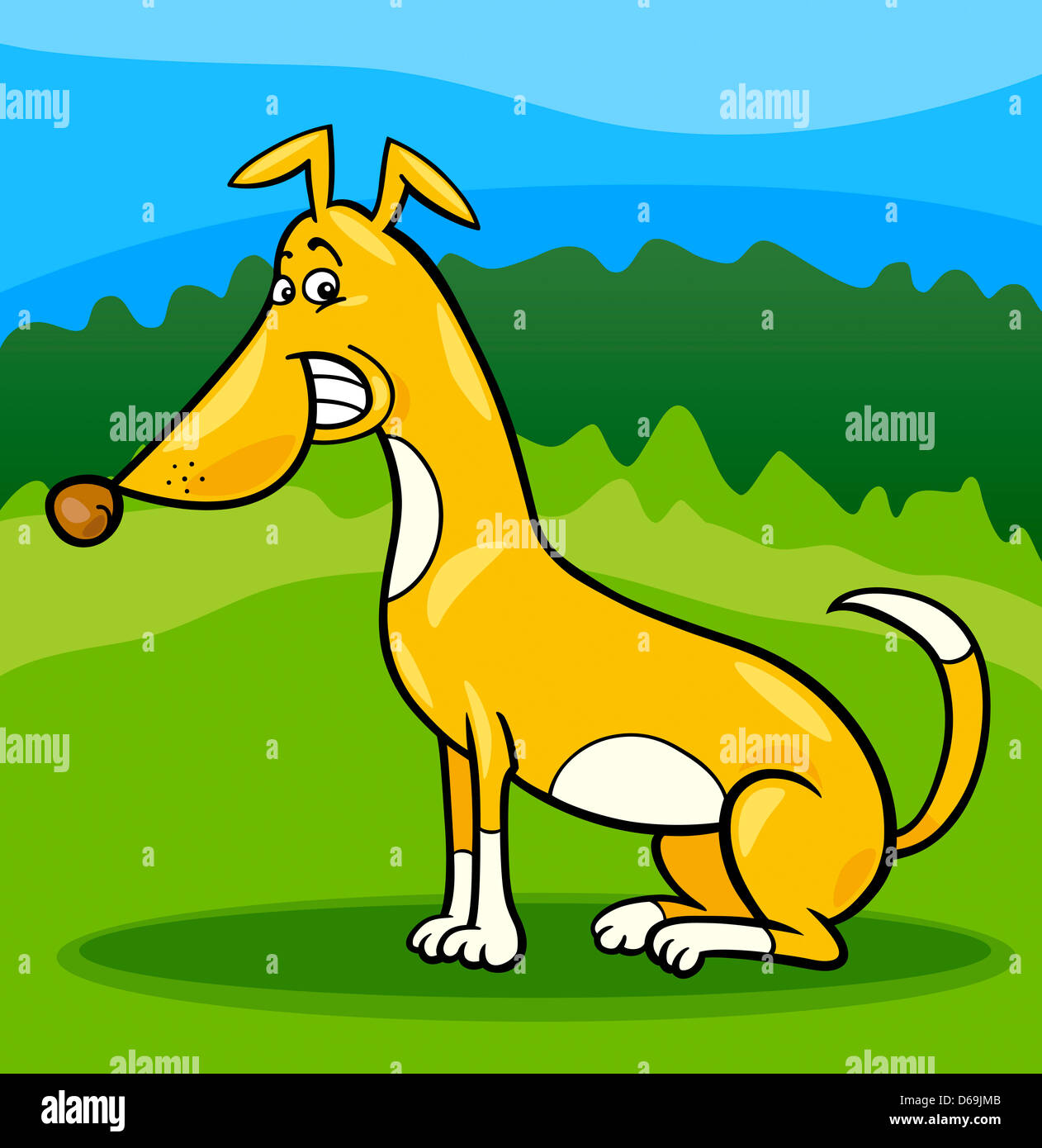 Cartoon Illustration of Funny Sitting Spotted Dog Stock Photo - Alamy