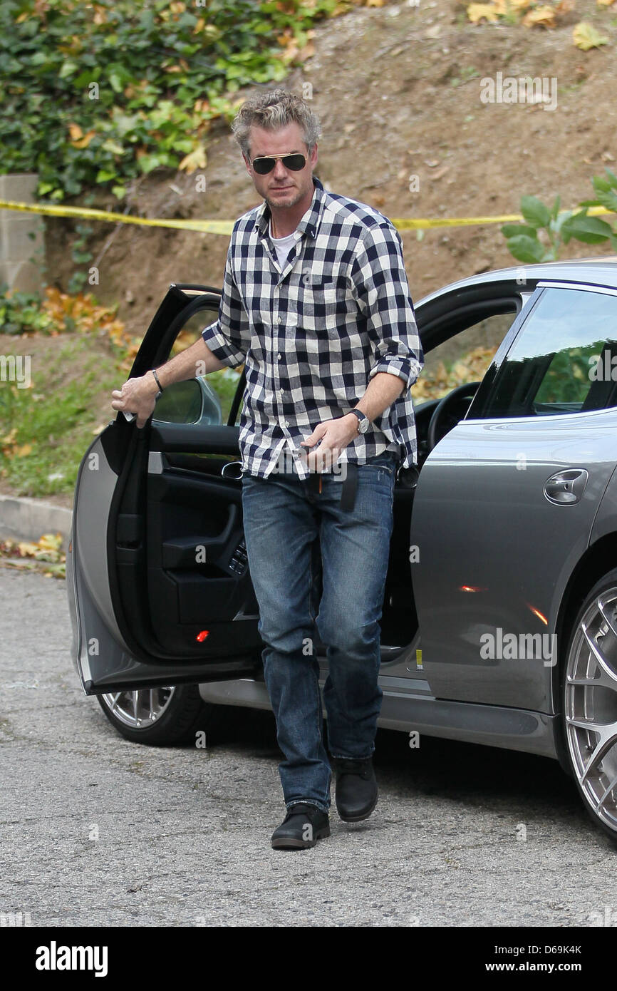 Eric Dane arrives home to find a large tree has fallen and smashed into ...