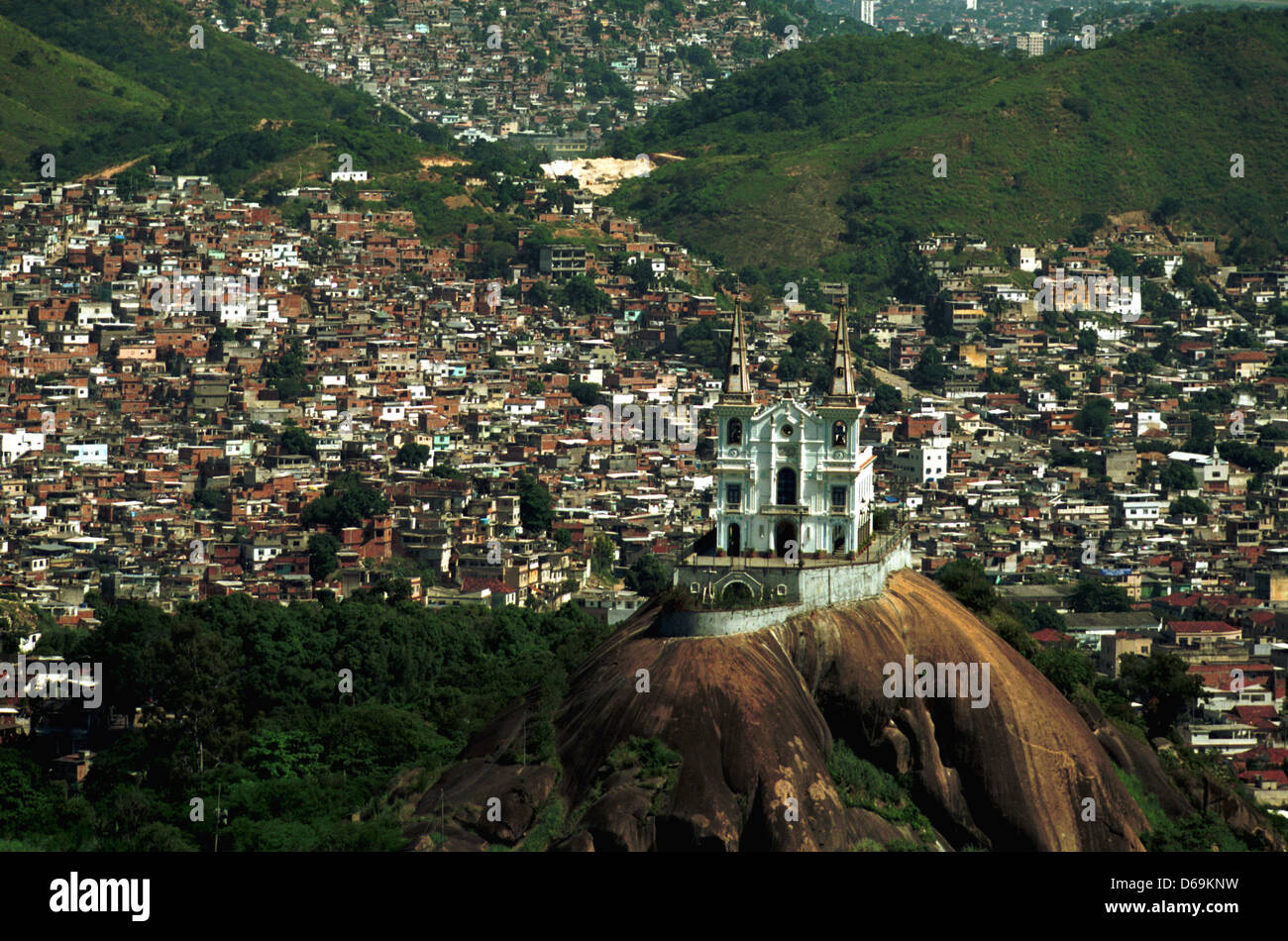 Igrega da Penha ( Penha church ) surrounded by Rio de Janeiro favelas ...