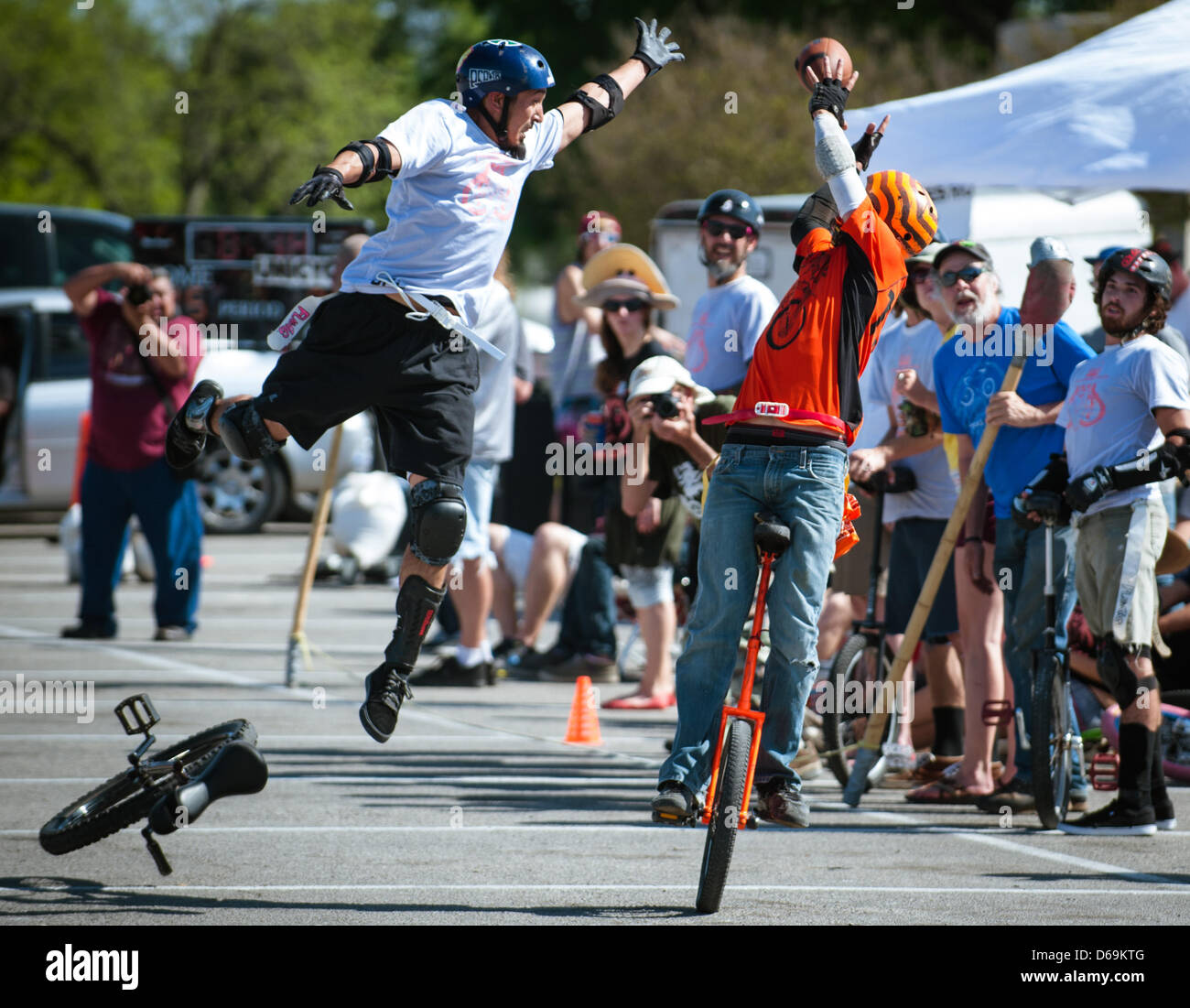 San Marcos, Texas, USA. 14th April, 2013. The Unicychos and the Bierdos ...