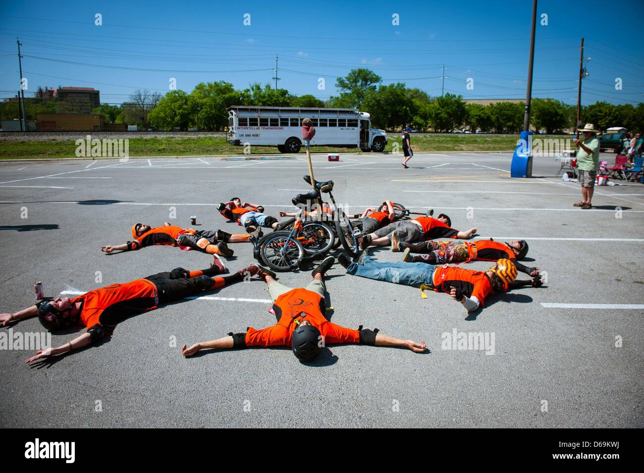 San Marcos, Texas, USA. 14th April, 2013. The Unicychos and the Bierdos ...