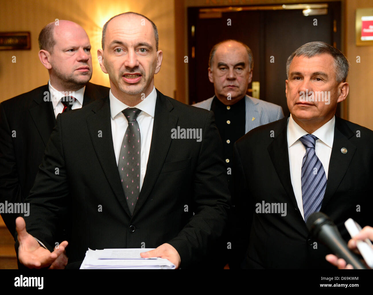 Czech minister of Industry and Trade Martin Kuba (left) and president ...