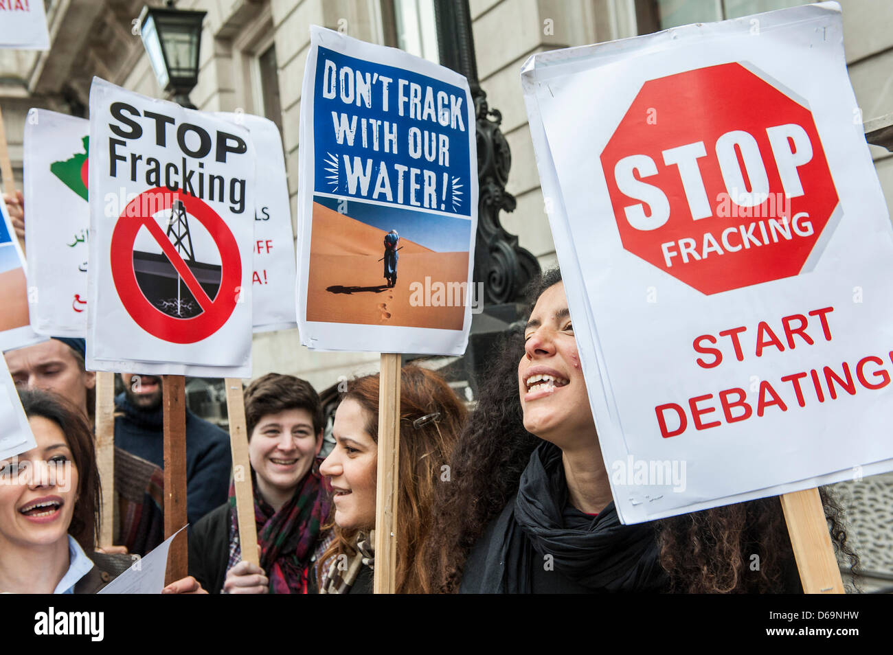 London, UK. 15th April, 2013. Anti shale gas protest targets a visit of ...