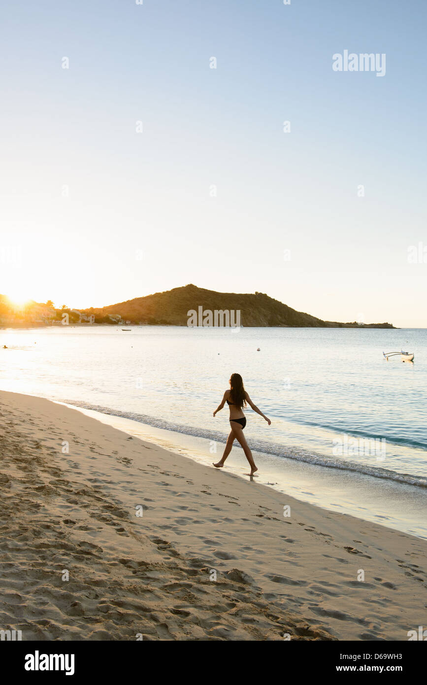 Woman Walking Beach Bikini Stock Photos & Woman Walking Beach Bikini ...