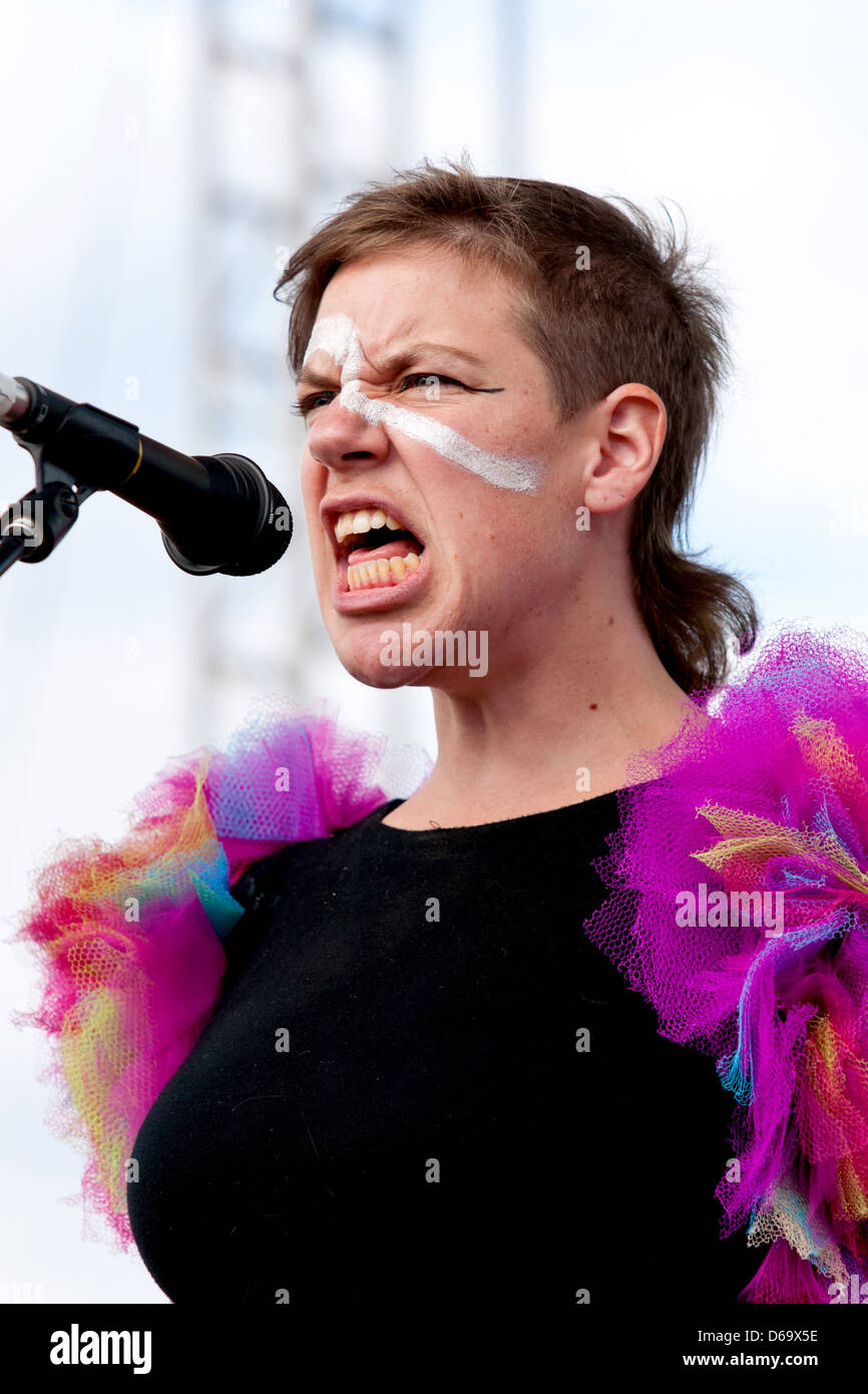 Merrill Garbus of Tune Yards playing at the Fun Fun Fun festival Held ...