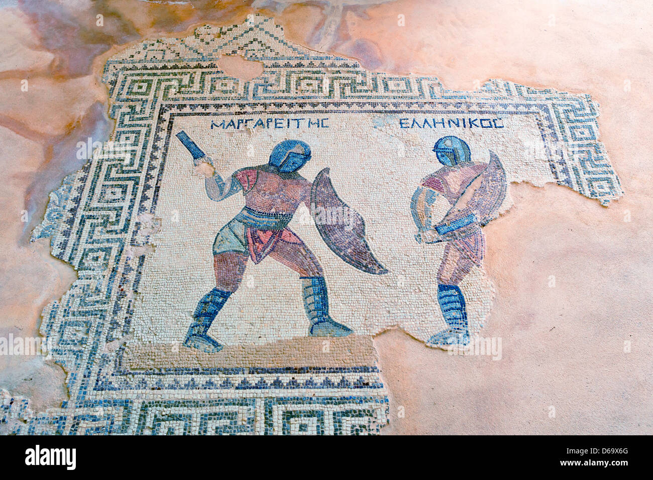 Cyprus - Mosaic at the House of Gladiators at the Kourion ...