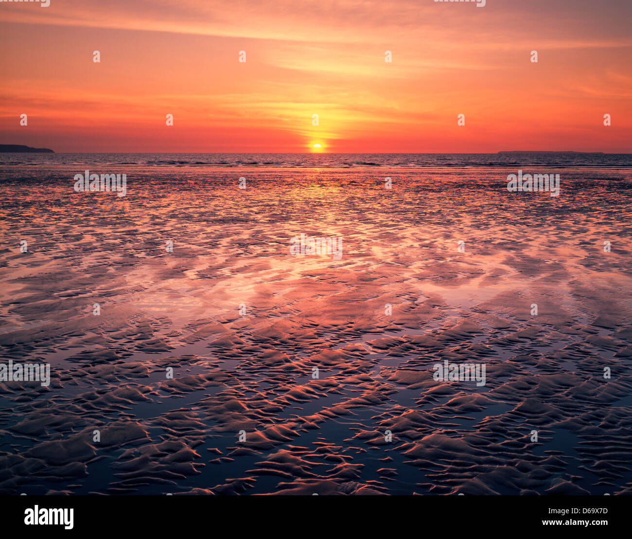 Sunset at Westward Ho! beach, North Devon, England Stock Photo - Alamy