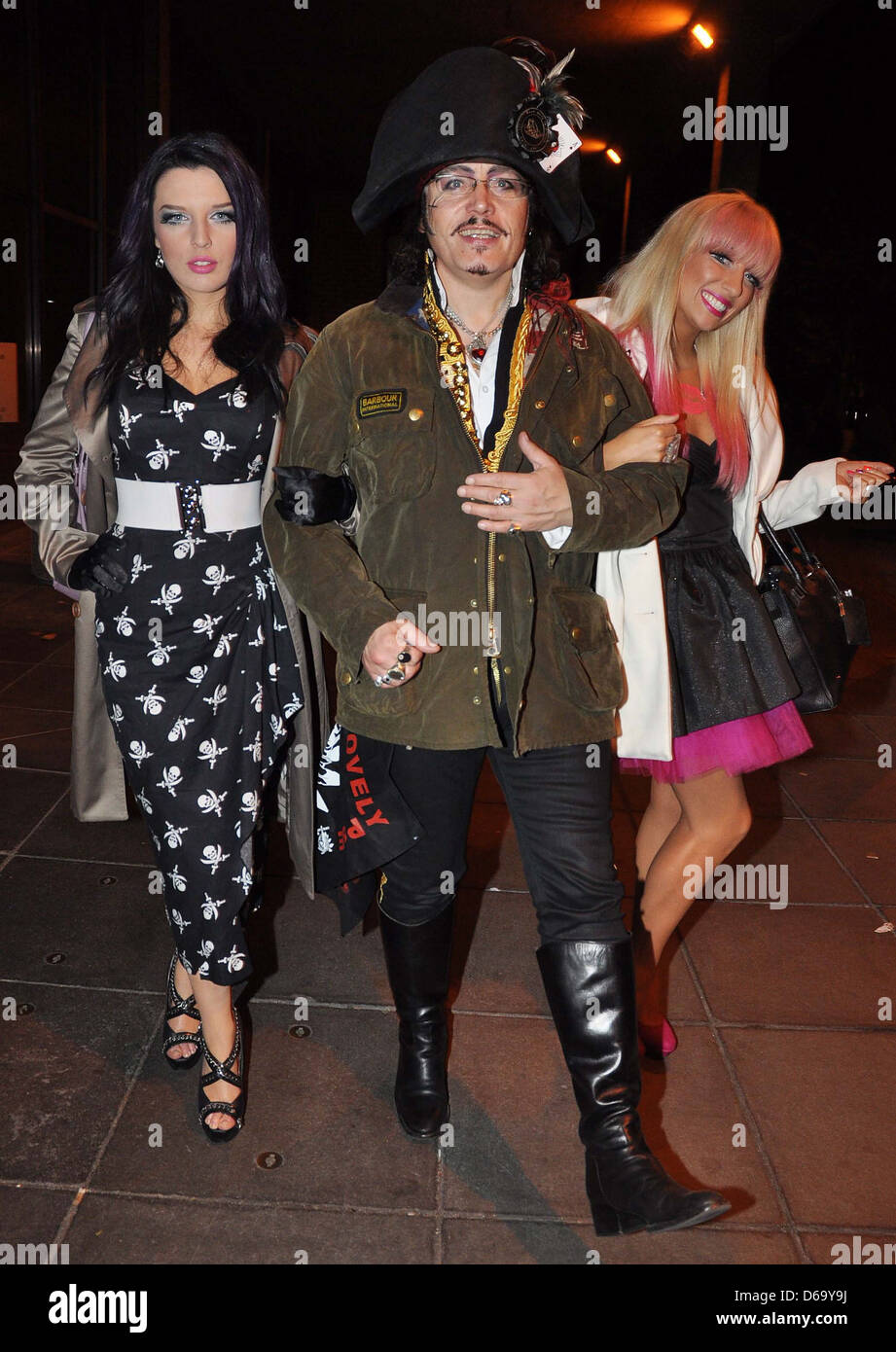 Adam Ant, with his backing singers, Georgina Baillie and Georgina Leahy ...