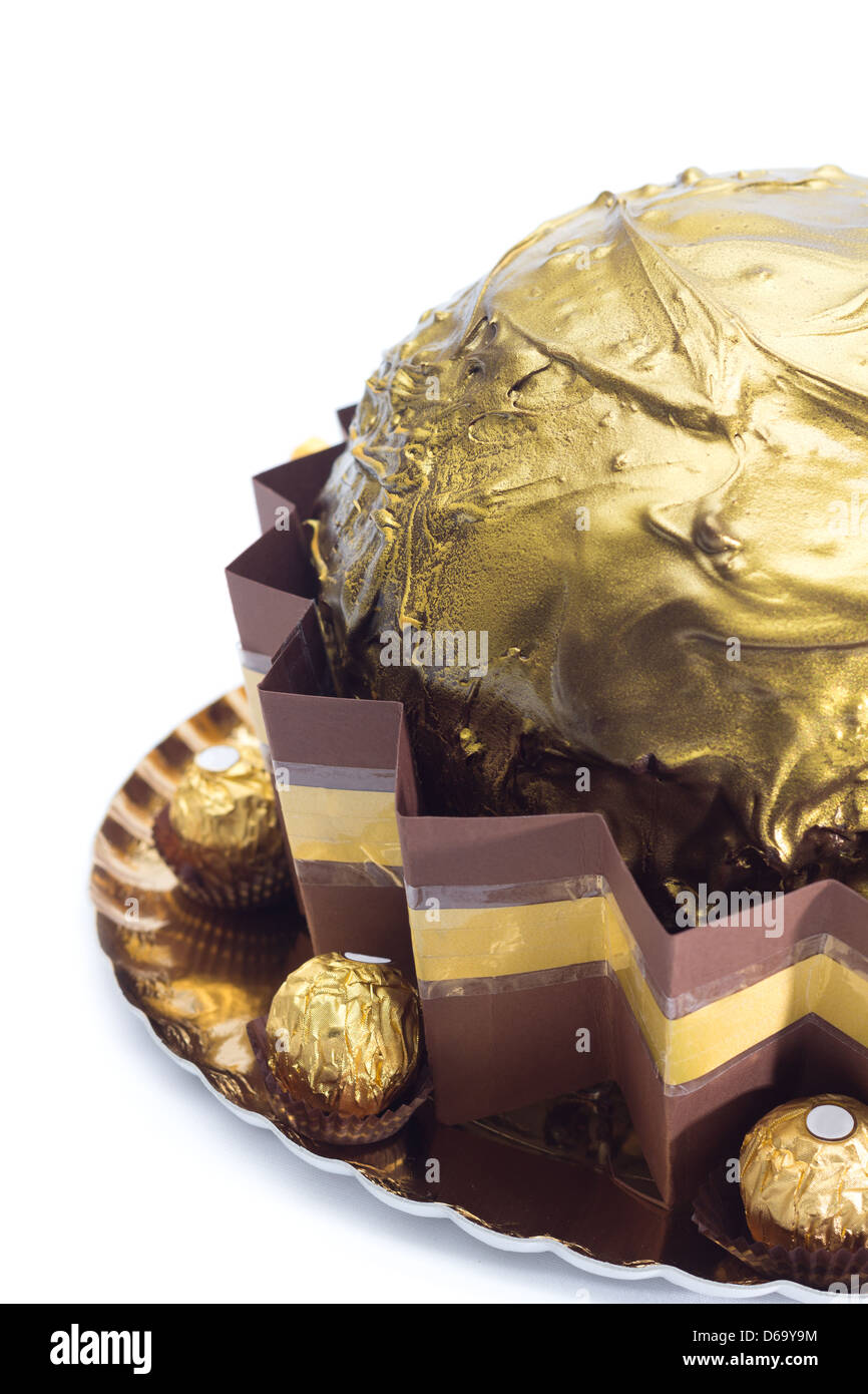 Big Golden Cake Stock Photo - Alamy