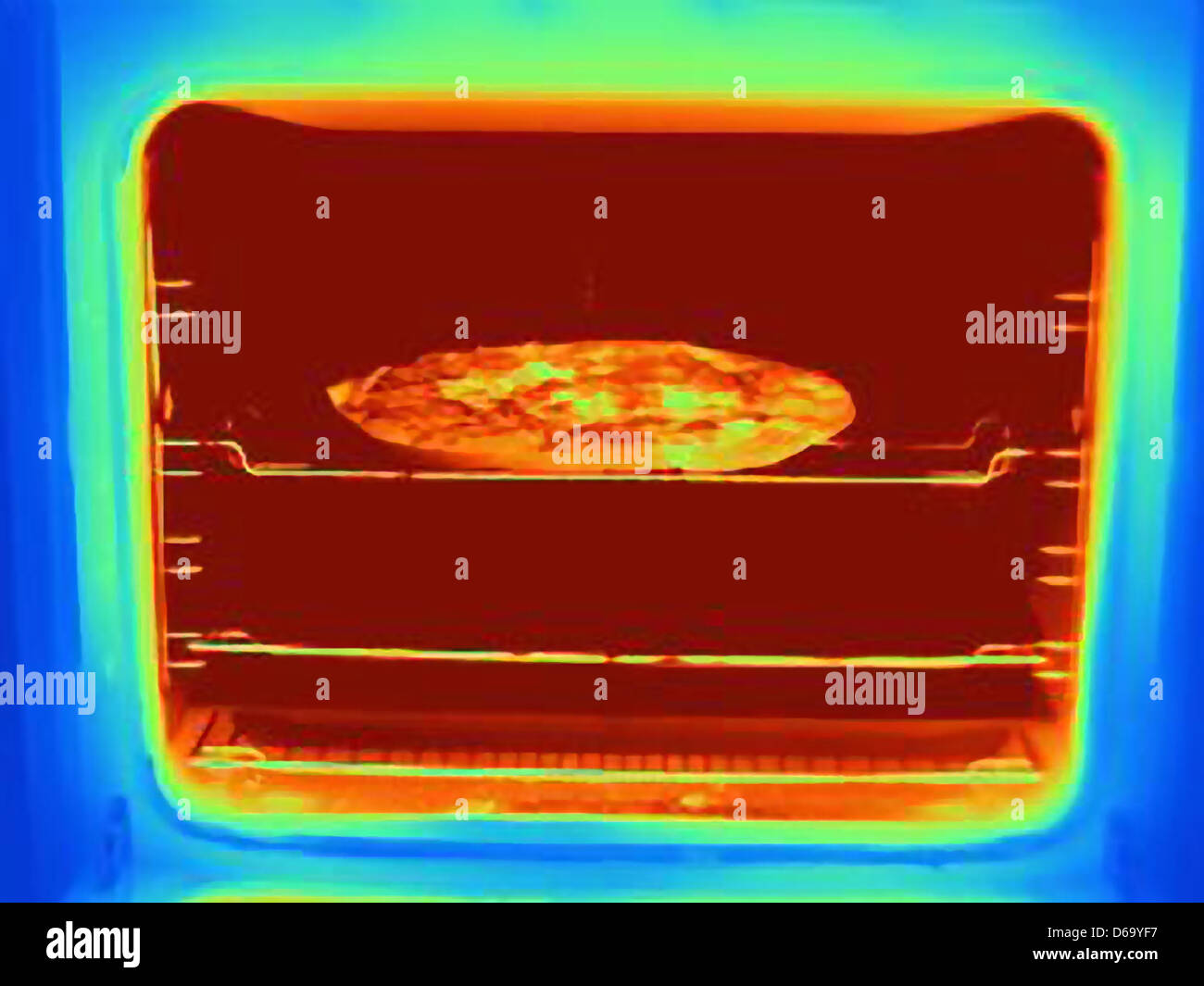 Thermal image of pizza in oven Stock Photo - Alamy