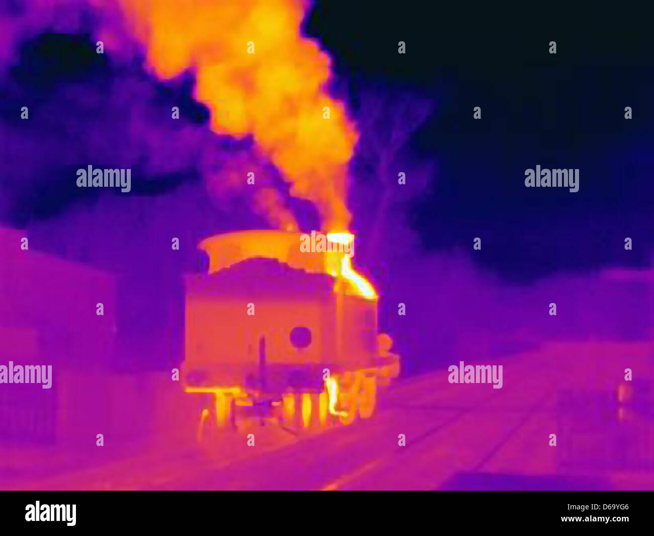 Thermal image of steam train Stock Photo - Alamy
