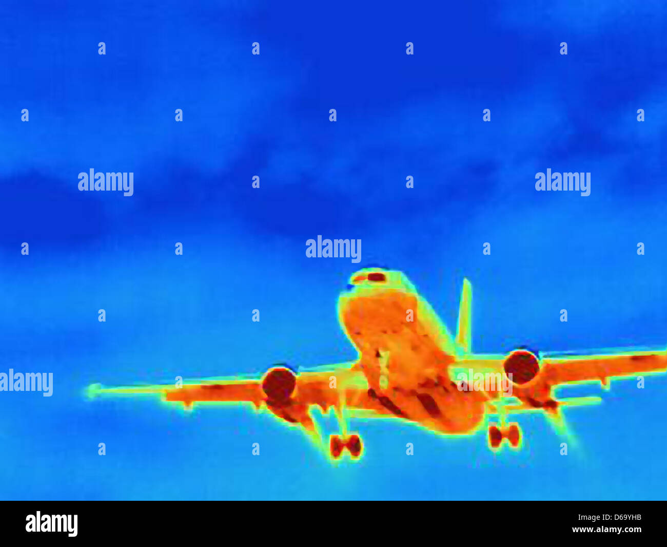 Thermal image of airplane in sky Stock Photo - Alamy