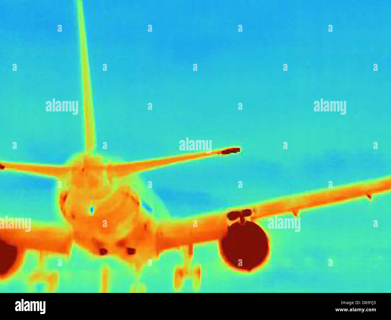 Thermal image of airplane in sky Stock Photo - Alamy