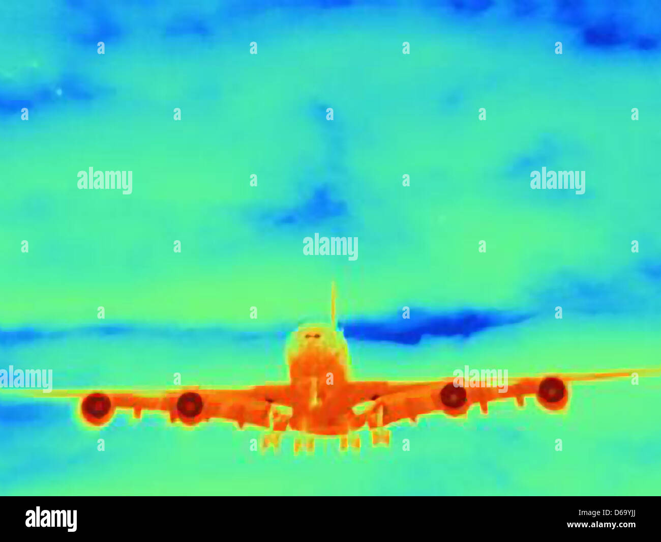 Thermal image of airplane in sky Stock Photo - Alamy