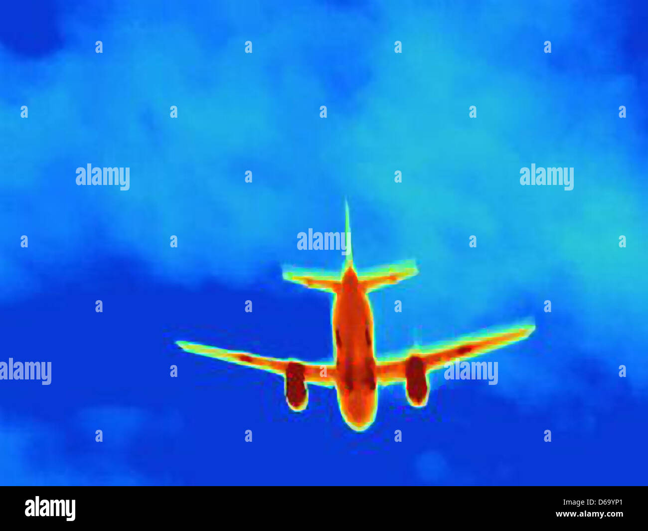 Thermal image of airplane in sky Stock Photo - Alamy