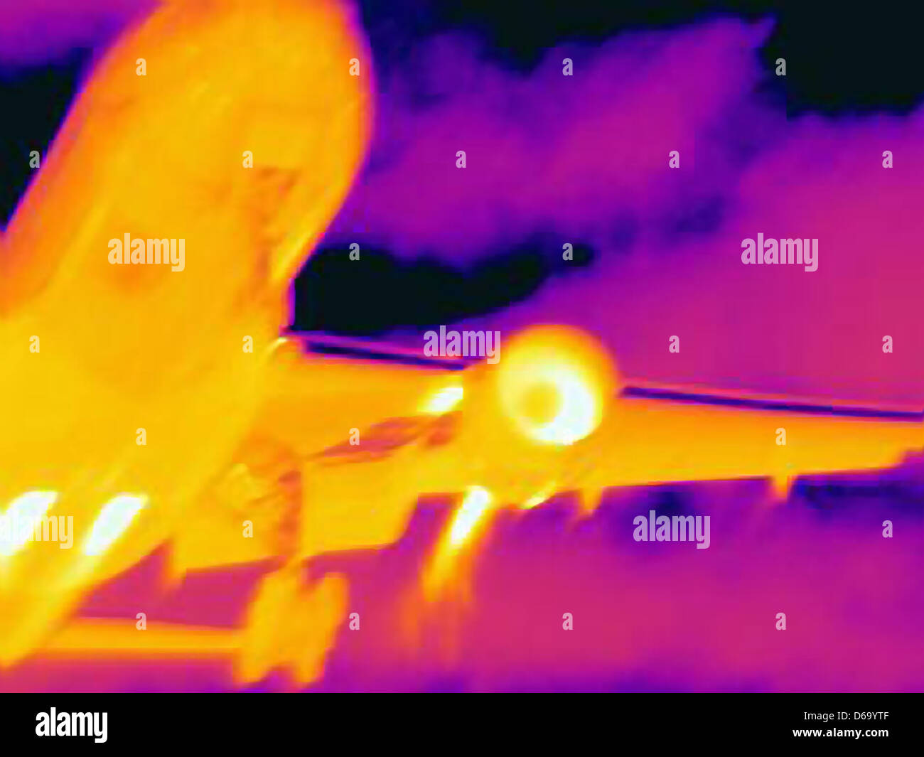 Thermal image of airplane in sky Stock Photo - Alamy