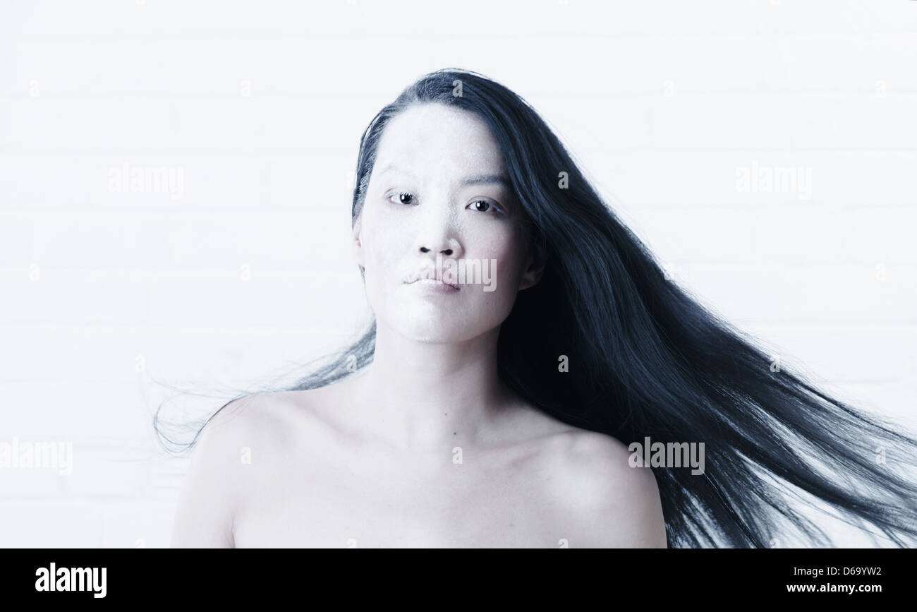 Woman?s face covered in powder Stock Photo - Alamy