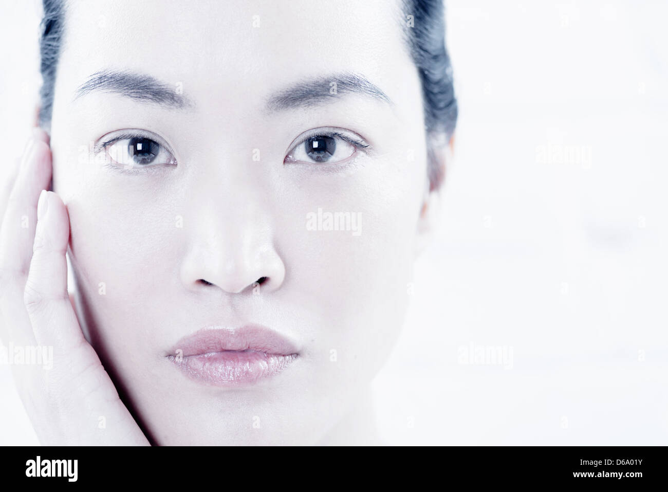 Woman?s face covered in powder Stock Photo - Alamy