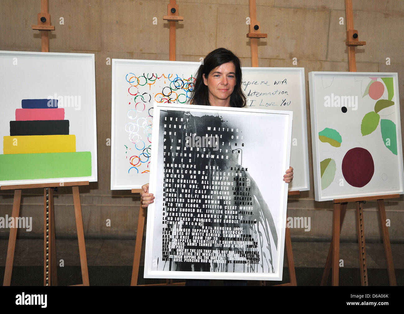 Fiona Banner Artists pose photos as they launch the official designs ...