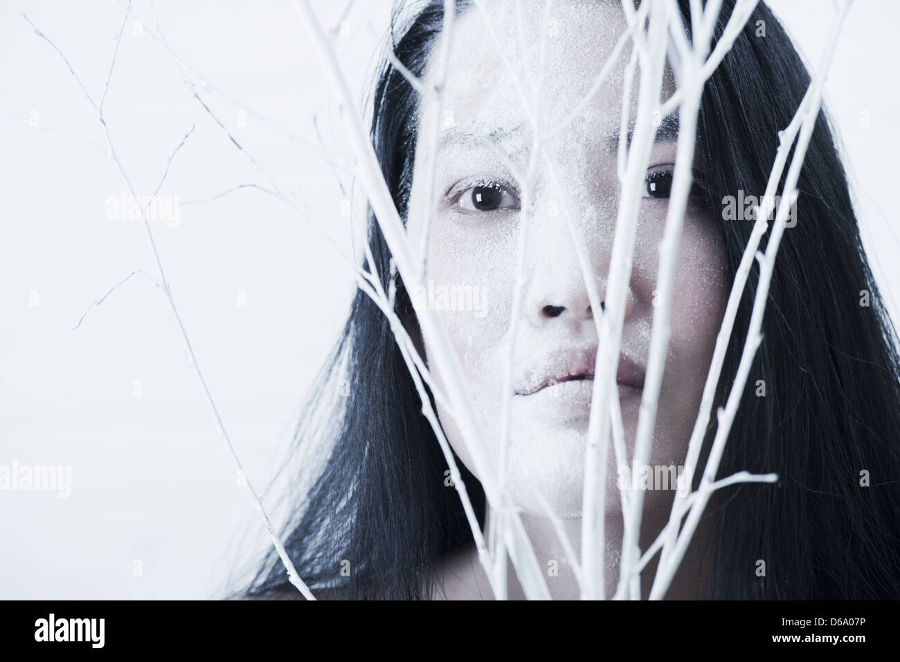 Woman?s face covered in powder Stock Photo - Alamy