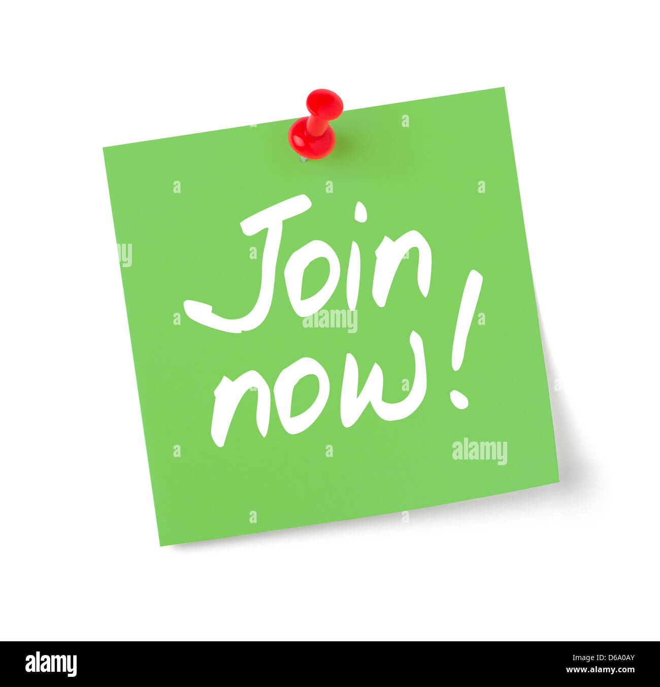 Green paper note with text Join now Stock Photo - Alamy