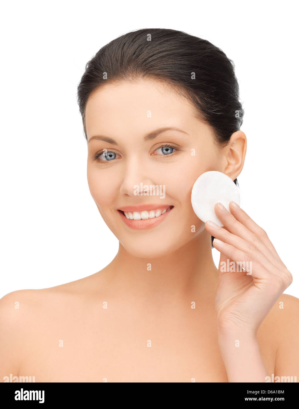 beautiful woman with cotton pad Stock Photo - Alamy