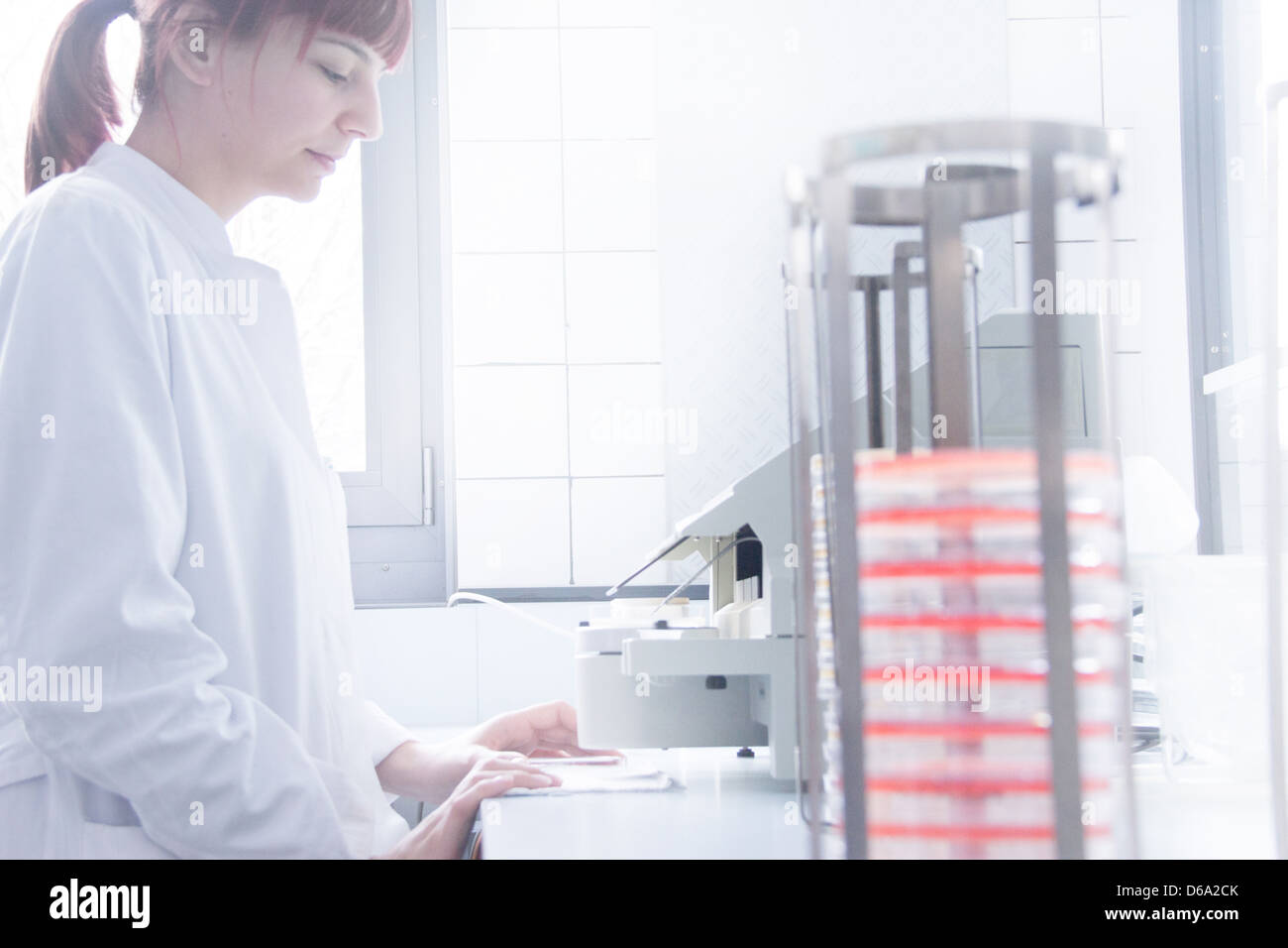 Scientist using equipment in lab Stock Photo - Alamy
