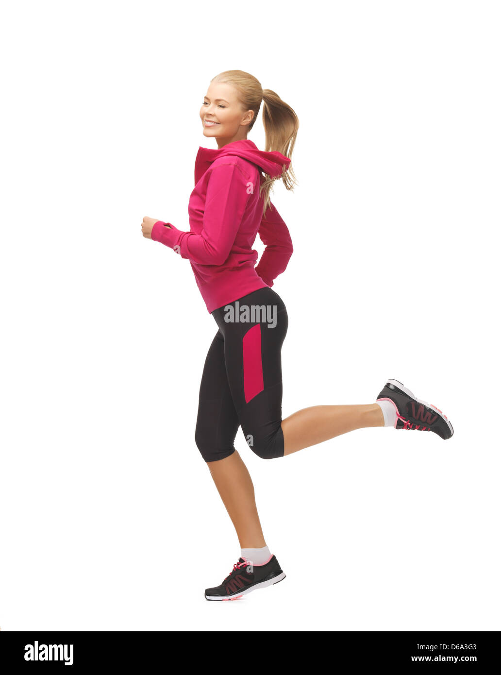 sporty woman running or jumping Stock Photo - Alamy