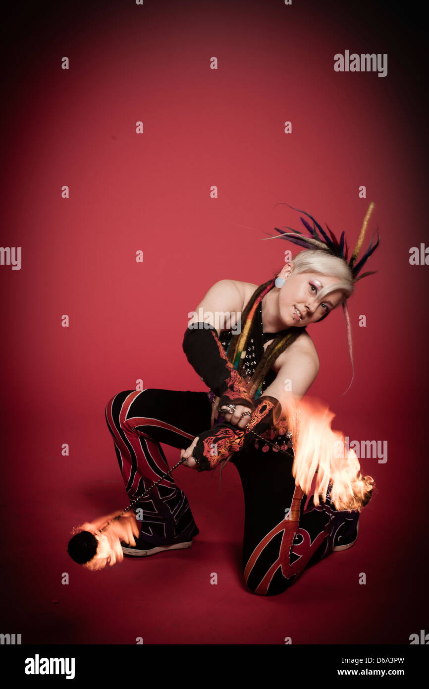 Fire dancer performing Stock Photo - Alamy