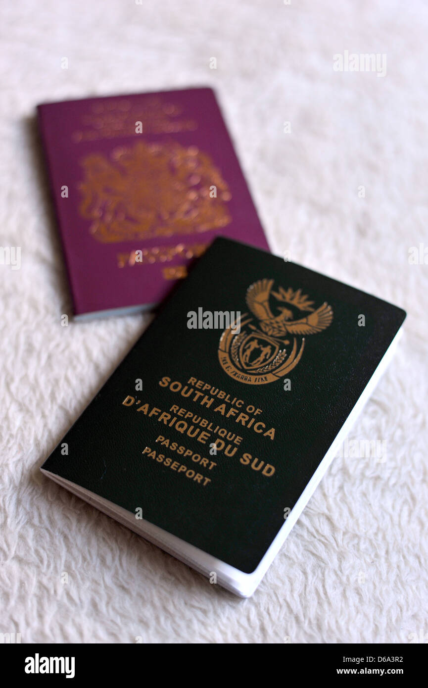An example of a new British and a new South African passport Stock ...