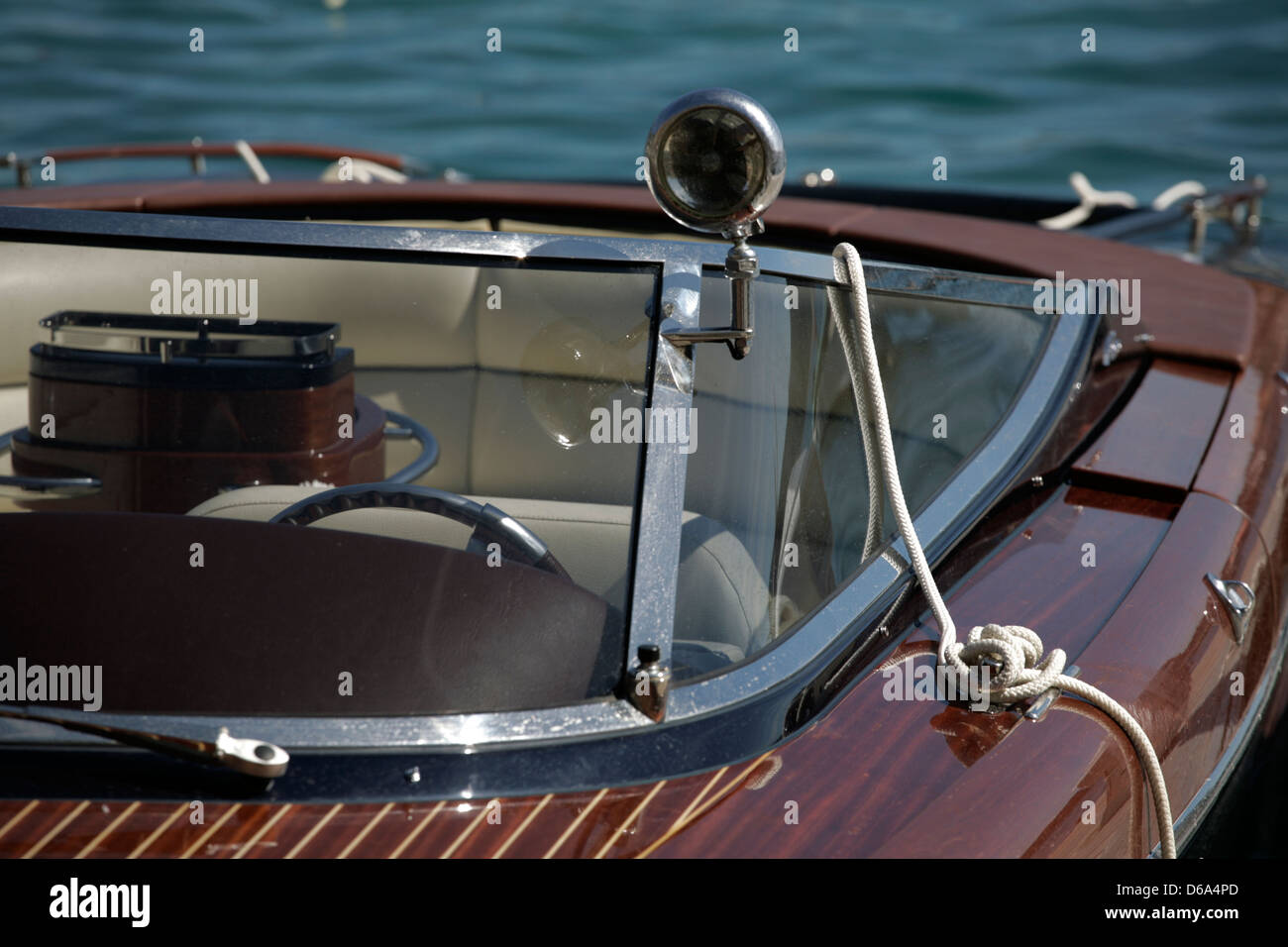 Close ups of a beautiful traditional wooden Riva speed boat Stock Photo ...