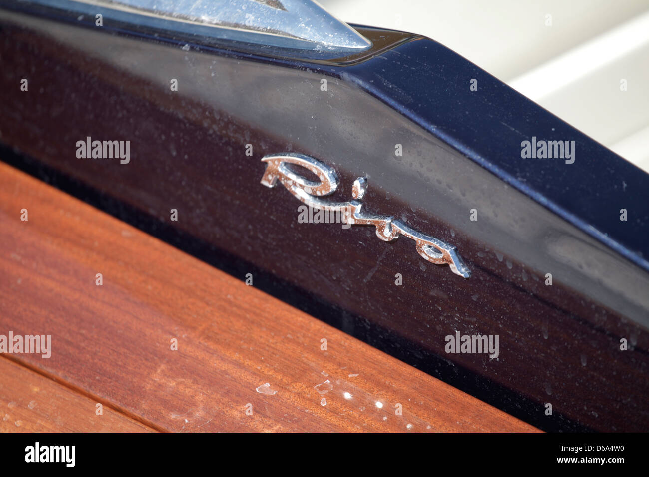 Close ups of a beautiful traditional wooden Riva speed boat Stock Photo ...