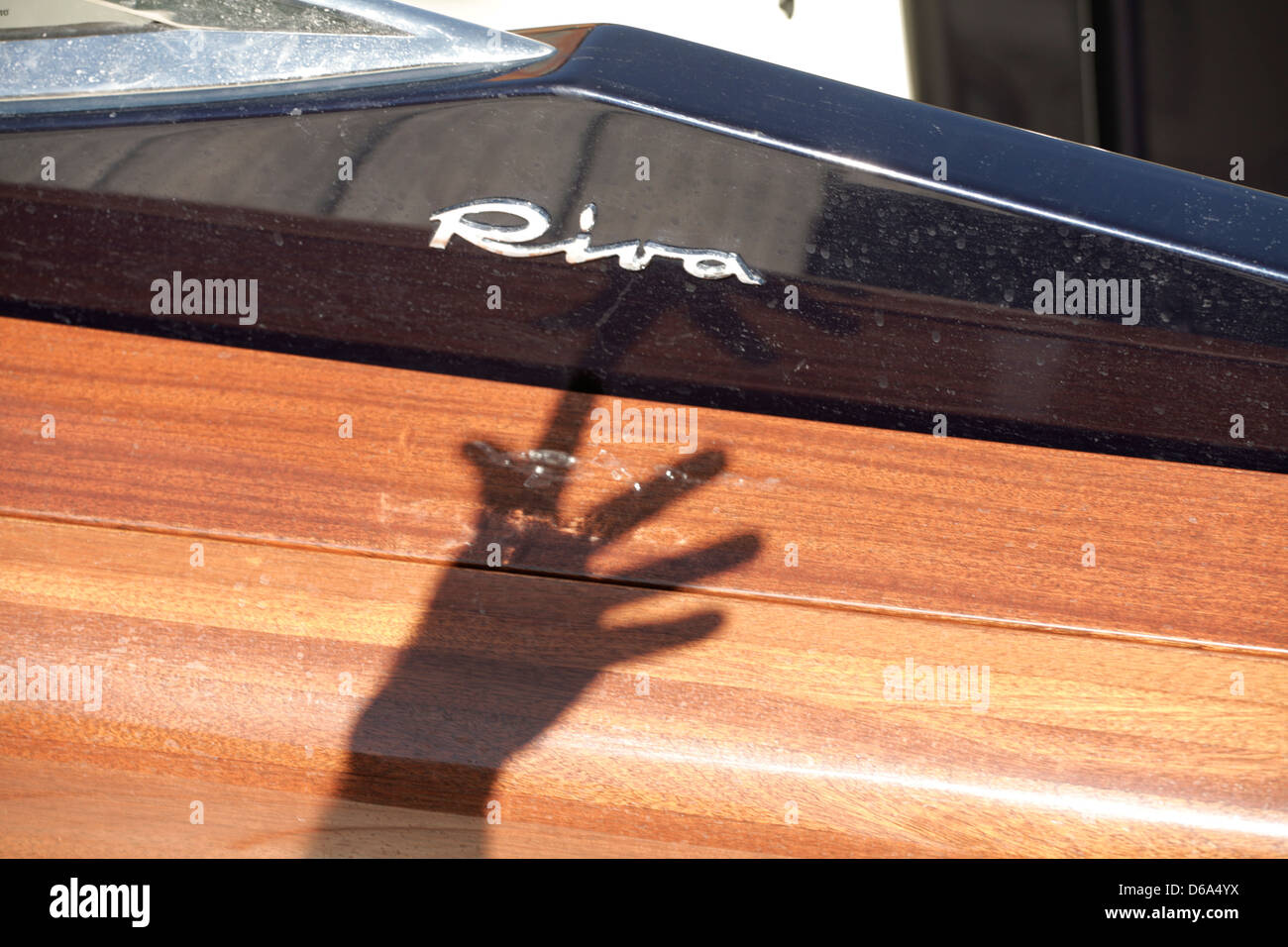 Close ups of a beautiful traditional wooden Riva speed boat Stock Photo ...