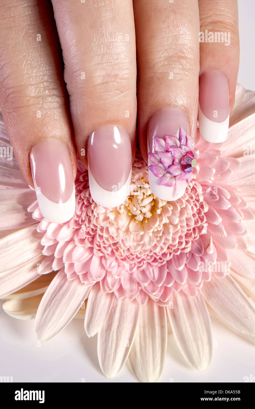 French Manicure Flower Designs