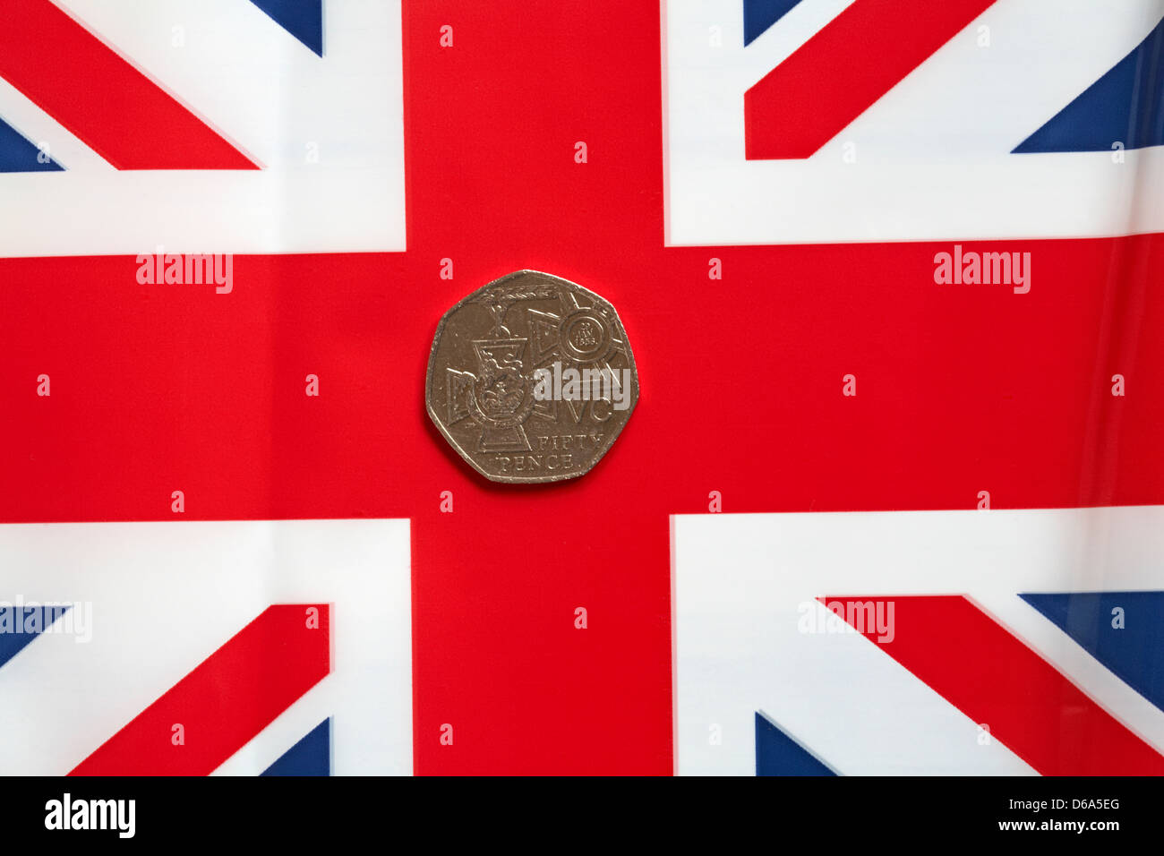 VC 50p piece placed on Union Jack - The 150th Anniversary of the ...