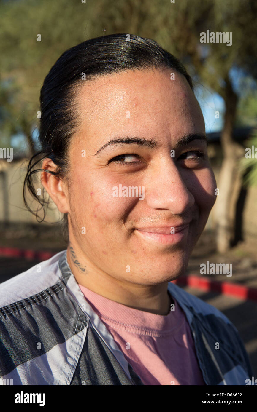 A female inmate waits in line Stock Photo - Alamy